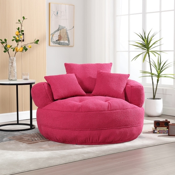 Boucle Upholstered Tufted Barrel Accent Living Room Chair With Toss Pillows On Sale Bed Bath Beyond 39698732