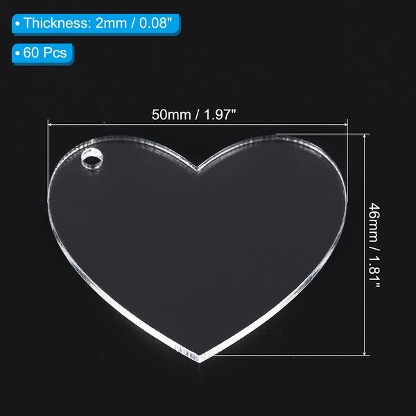 Acrylic Hearts Discs 60pcs Clear Blank Christmas Tree Ornament Pendant ...