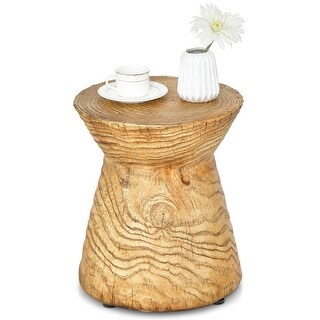 Weather Resident Rock End Table with Wood Grain for Living Room - 14.5 ...