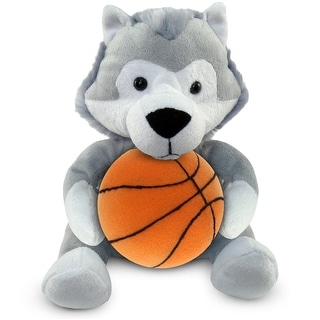 DolliBu Soft Huggable Wolf Stuffed Animal with Basketball Plush Toy - 6 ...