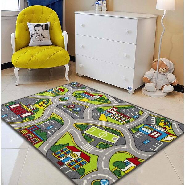 HR City Map Kids Car Road Rug - Non-Slip Play Mat for Classroom and Baby Room - Bed Bath ...