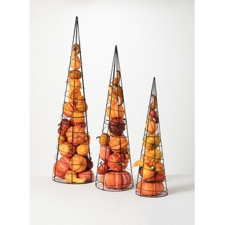 Sullivans Metal Topiary with Artificial Pumpkins Set of 3, 36"H, 30.5"H ...