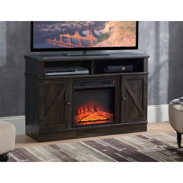 Rustic Dark Wood TV Stand With Fireplace - On Sale - Bed Bath & Beyond ...