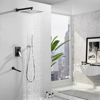 10 in. Complete Shower System with Bath Tub Faucet and handheld shower ...