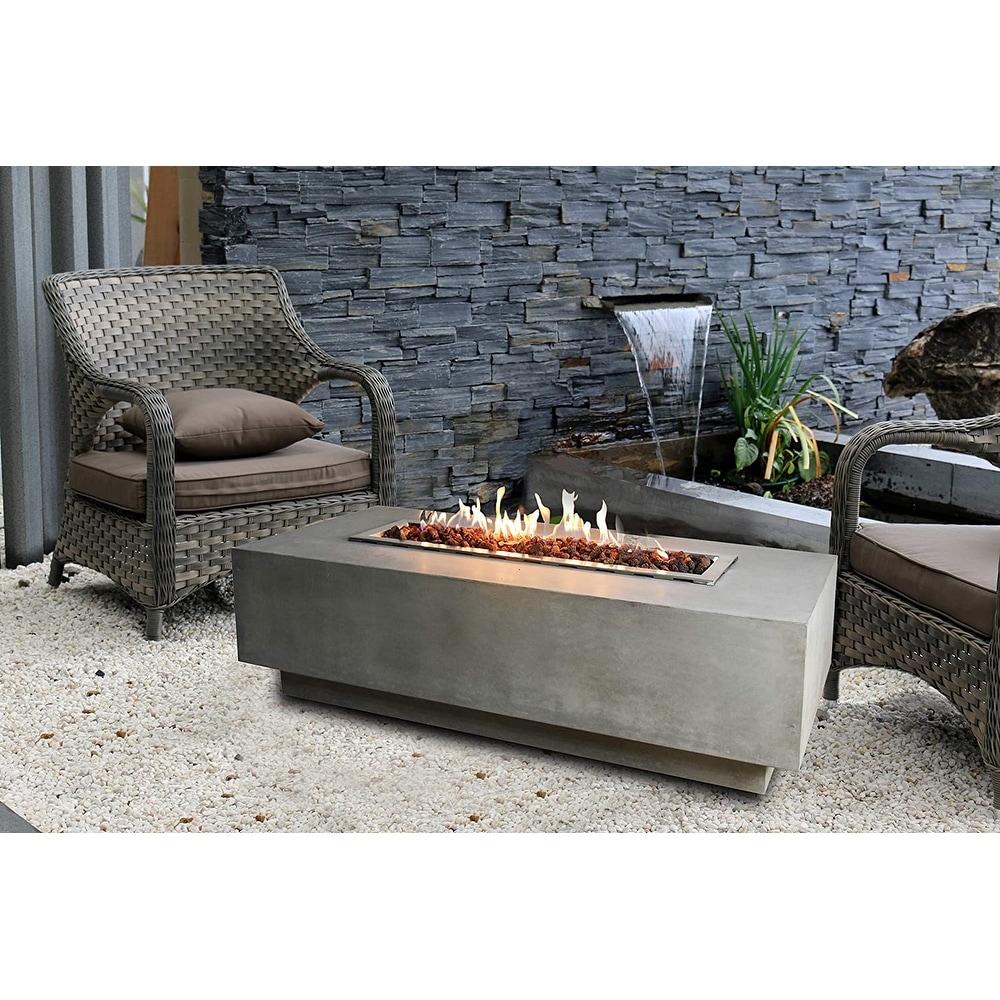 Elementi Metropolis Outdoor Firepit Table 56" Rectangular Patio Heater ...