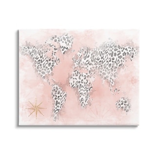 Stupell Glam Cheetah Animal Pattern Continent Shapes Map Canvas Wall ...