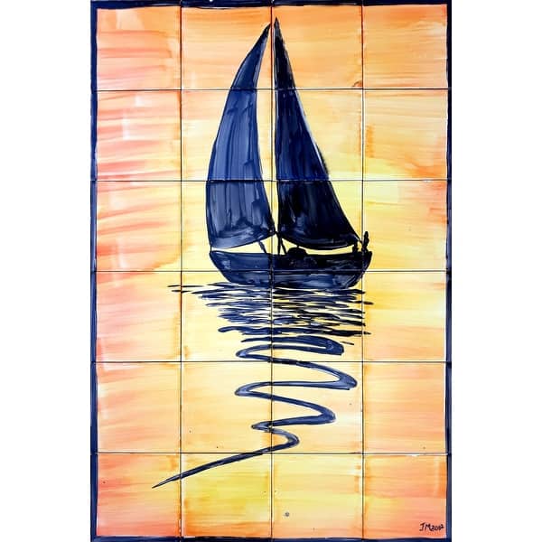 24x36 Sunset View Design 24pc Ceramic Tile Wall Mural - Bed Bath ...