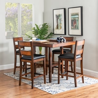 Paulson Dark Cherry Wood 5 Piece Counter Height Dining Set - Bed Bath ...