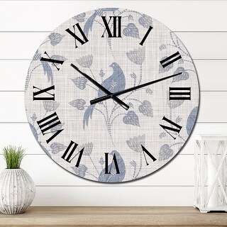 Designart 'Vintage Blue Farmhouse Flower II' Traditional wall clock ...