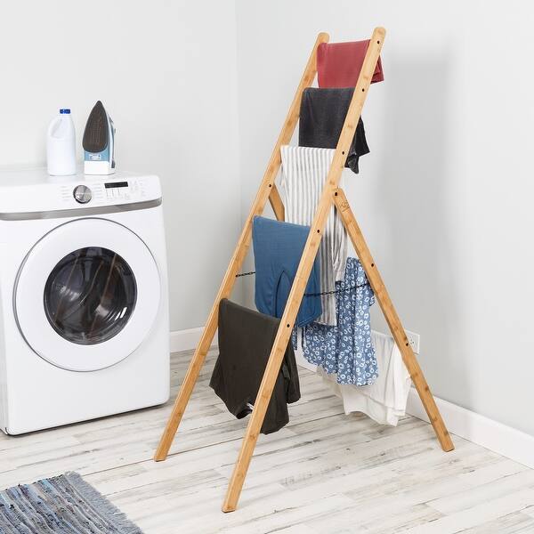 Honey-Can-Do Natural Bamboo Clothes Drying Ladder Rack - On Sale - Bed ...