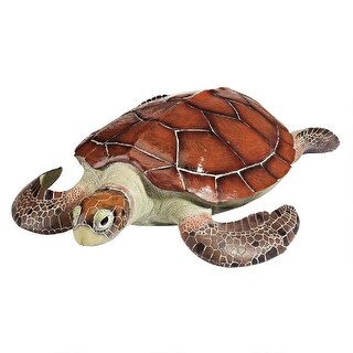 19" Sea Turtle Hand Painted Outdoor Garden Statue - N/A - Bed Bath ...
