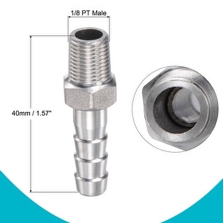 Hose Barb Fitting Male Thread Stainless Steel Straight Pipe Connector ...