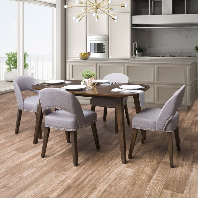 5 Piece Tiffany Wood Stained Dining Set - Overstock - 31987232