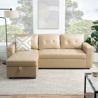 Perry Modern Reversible Sleeper Sectional Sofa with Storage Chaise ...