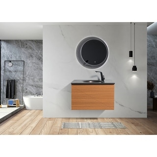 Simon 30 Inch Wall Mount Vanity With Integrated black Sink - Bed Bath ...