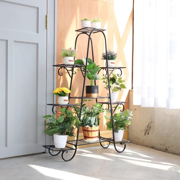 Multi-Tiered Plant Stand Triangular Flower Pot Metal Shelf - Bed Bath ...