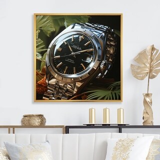 Designart "Luxury Watch Silver Dawn I" Fashion Framed Wall Decor - Bed ...