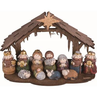 Transpac Resin Brown Christmas Faux Wood Mini Nativity Set of 12 ...