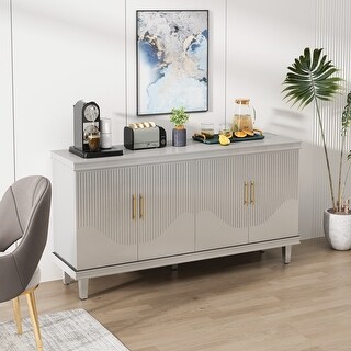 60 Inch Sideboard with Adjustable Shelves,Buffet Cabinet with Solid ...