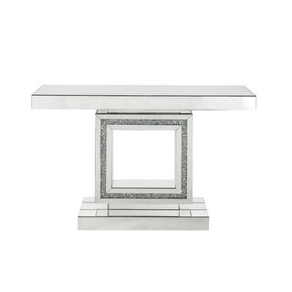 Console Table with Mirror Frame and Square Open Base, Silver - Bed Bath ...