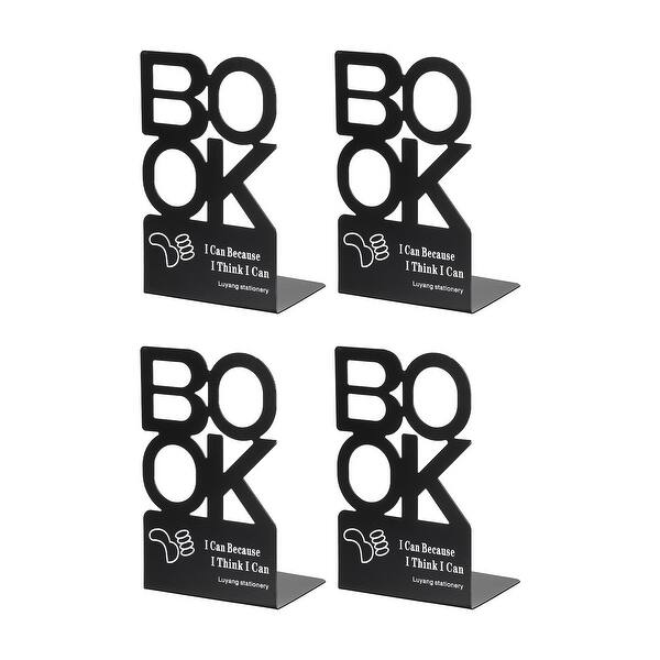 2 Set Alphabet Shaped Bookend for Home Office Stationery Storage, Black ...
