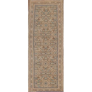 Geometric Traditional Mashad Persian Wool Runner Rug Hand-knotted - 3'5 ...