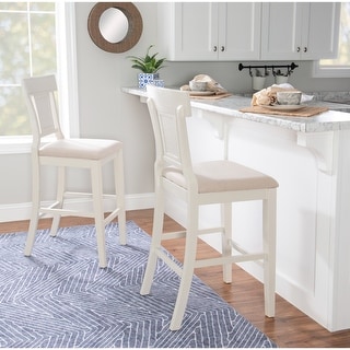 Wooden High Back Bar Stools - 47" - White and Beige - Bed Bath & Beyond ...