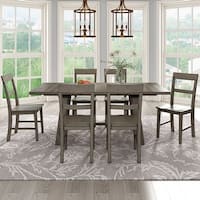 Retro Industrial Style 7-Piece Dining Table Set Extendable Table with ...