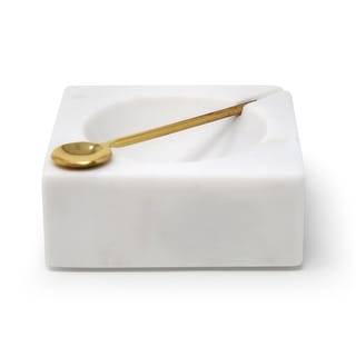 Marble Salt Dish with Gold Spoon - Bed Bath & Beyond - 42557931