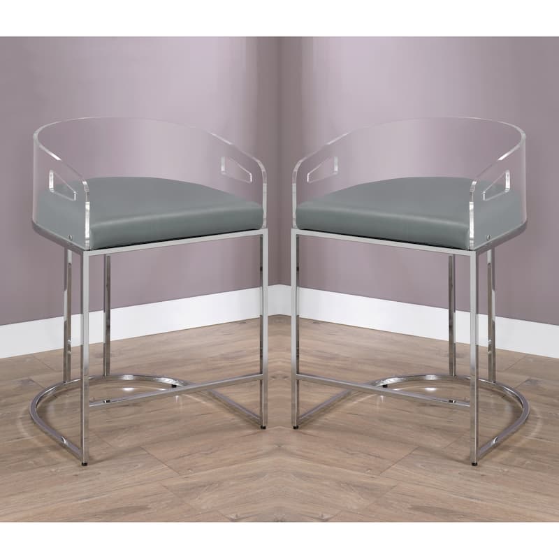 Modern Design Acrylic Back Counter Height Stools (Set of 2) - Overstock ...