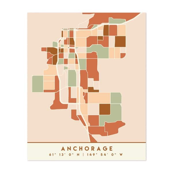 Anchorage Alaska Maps City Cityscape Coordinates Art Print/Poster - Bed ...