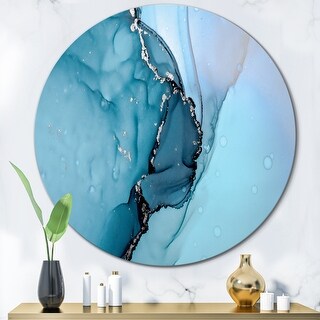 Designart 'Turquoise Liquid Art Universe' Modern Metal Circle Wall Art ...