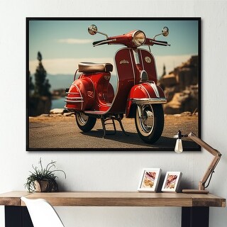Designart "Retro Scooter Adventure " Scooter Framed Wall Art Prints ...