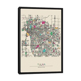 iCanvas "Tulsa, Oklahoma Map" by Ayse Deniz Akerman Framed Canvas Print ...