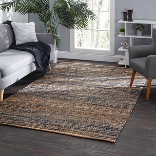 Striped Blue/Natural Handwoven Jute Rug - Bed Bath & Beyond - 37434997