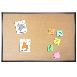 Linen Cork Linen Bulletin Board, Framed Linen Fabric Pinboard, Black ...