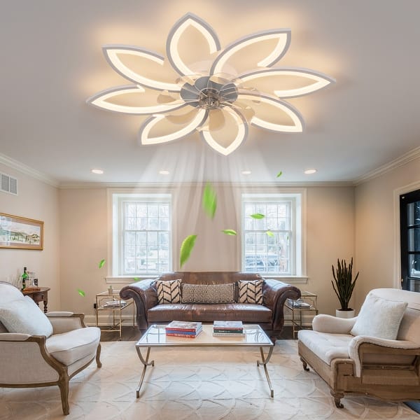 35'' 7 - Blade Ceiling Fan with LED Lights，Indoor Remote Control ...