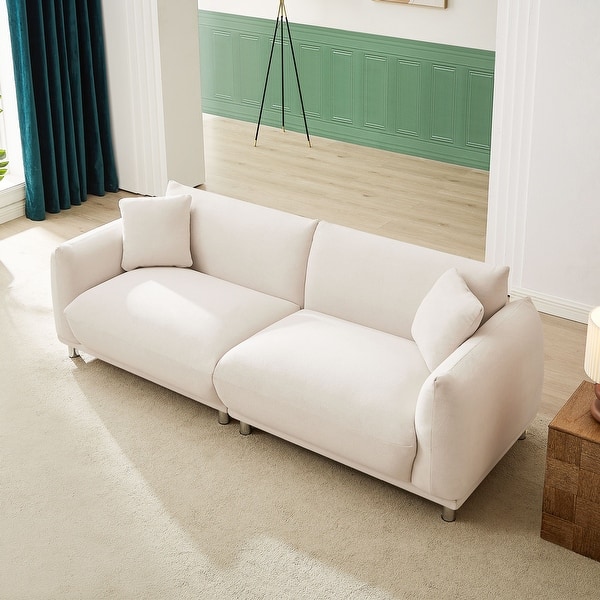 Modern Couch 88.58 in Bread-Like Sofa with 2 Pillow for 3-4 People ...