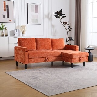 Reversible Sectional Sleeper Sectional Sofa with Storage Chaise,Orange ...