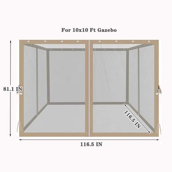 10x10 Ft Gazebo Replacement Mosquito Netting with 4-Side Zippered Mesh ...