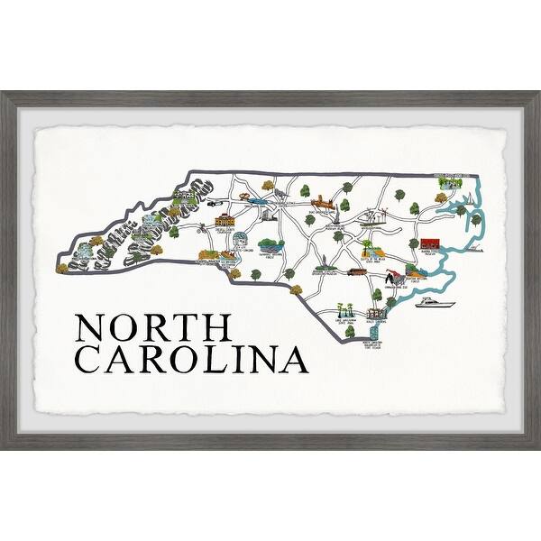 'North Carolina Landmarks Map' Framed Painting Print - Bed Bath ...