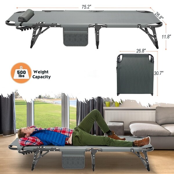 Folding Chaise Lounge Chair 5 Position Folding Cot Heavy Duty Patio Chaise Lounges for Outside Poolside Beach Lawn Camping Bed Bath Beyond 39769355