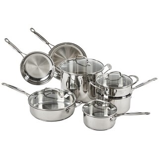 11-Piece Cookware Set, Chef's Classic Stainless Steel Pots and Pans Set ...