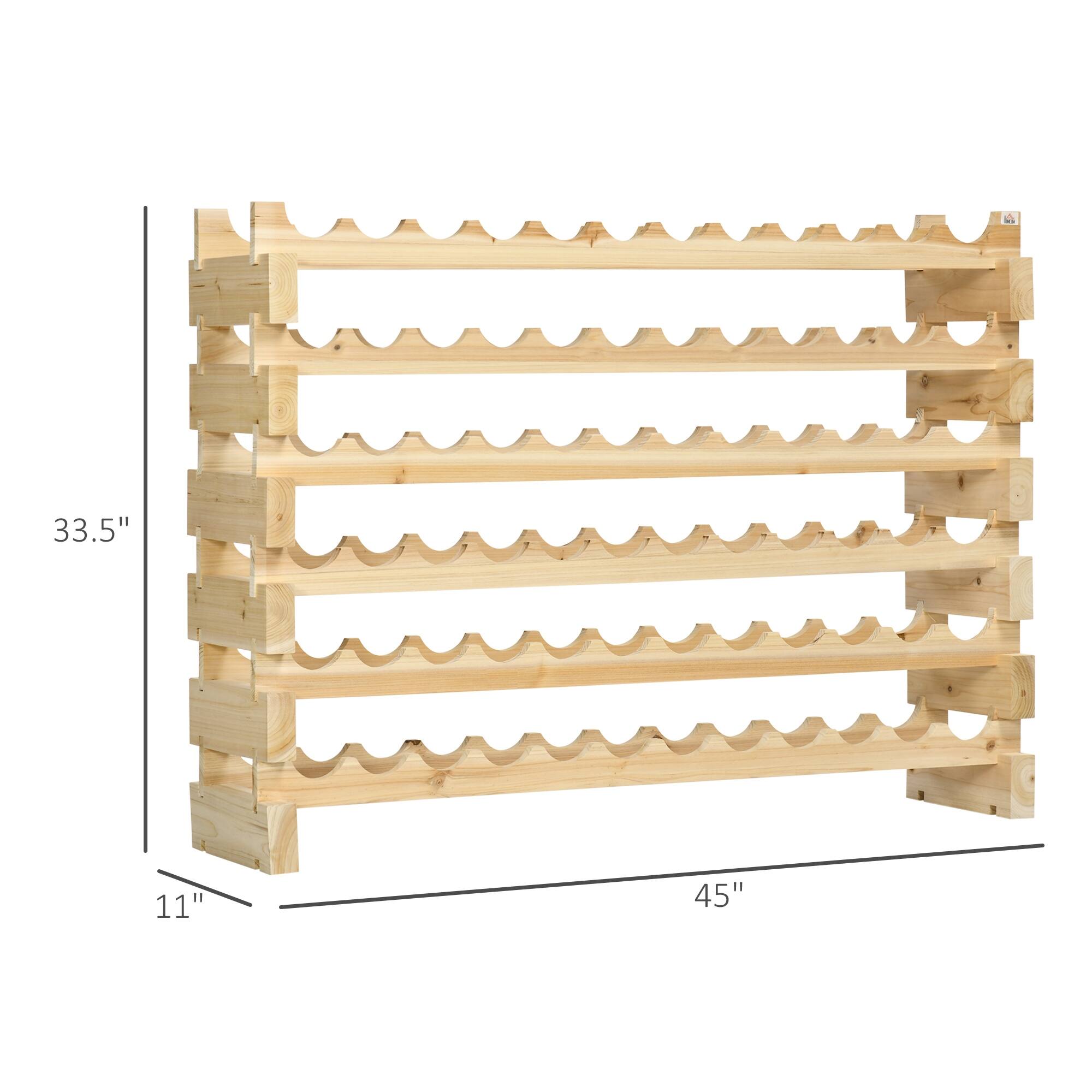 72-Bottle Wood Wine Rack Stackable Storage 6-Tier Storage Display ...