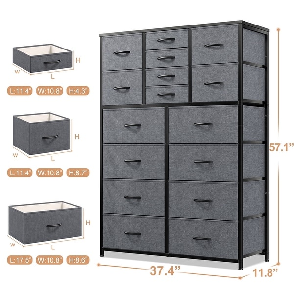16 Drawer Dresser, Tall Dresser for Bedroom, Large Bedroom Dressers ...