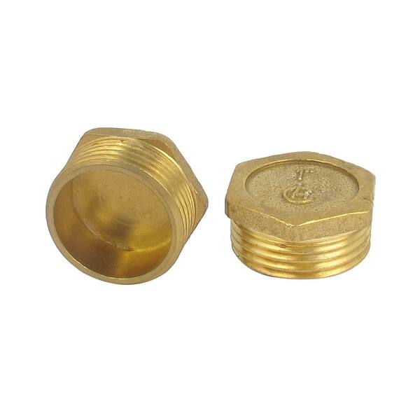 2 Pcs Air Pneumatic 1BSP Male Thread Brass Hex Head Pipe Plugs Fastener ...