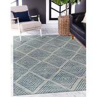 Hand-tufted Wool Blue Contemporary Transitional Rug - Bed Bath & Beyond ...