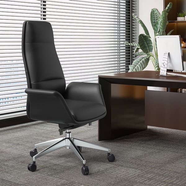 Summit High-Back Leather Office Chair with Metal Frame, Adjustable ...