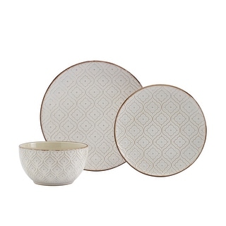 Tabletops Gallery Sandra 12PC Embossed Ivory Round Dinnerware Set - N/A ...