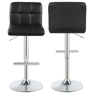Lenny Upholstered Adjustable Bar Stool Black (Set of 2) - Bed Bath ...